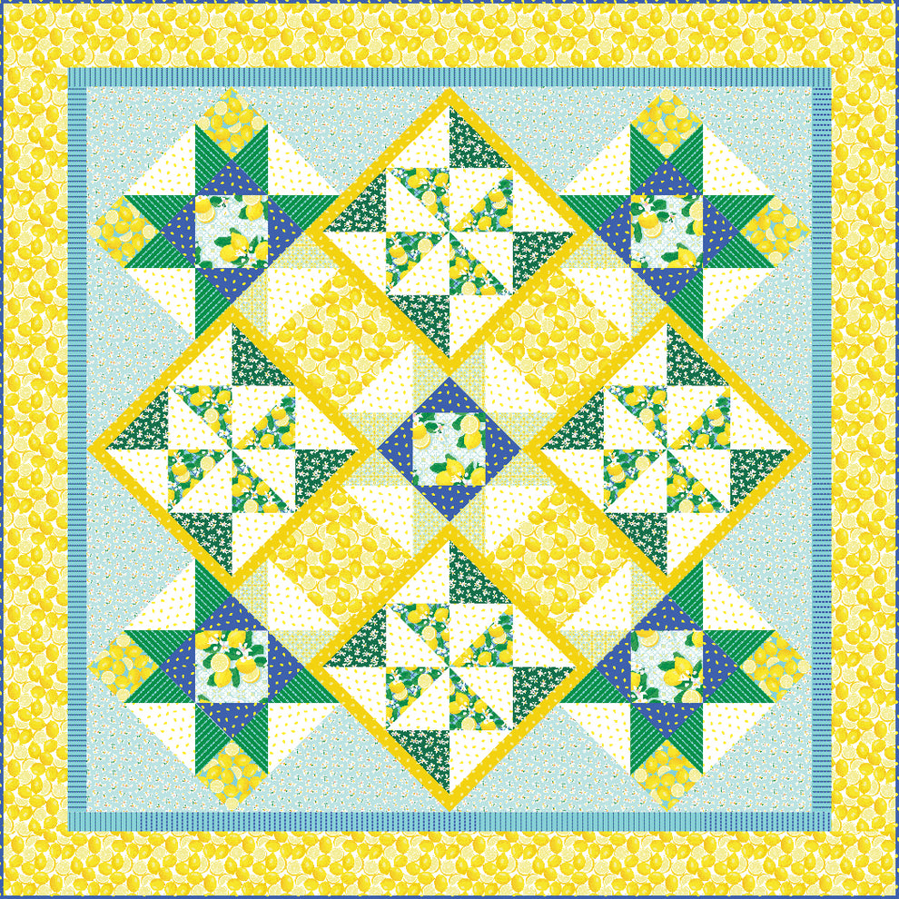 Citrus Stars Quilt Pattern by Heidi Pridemore | 70" x 70" Bright Lemon ...